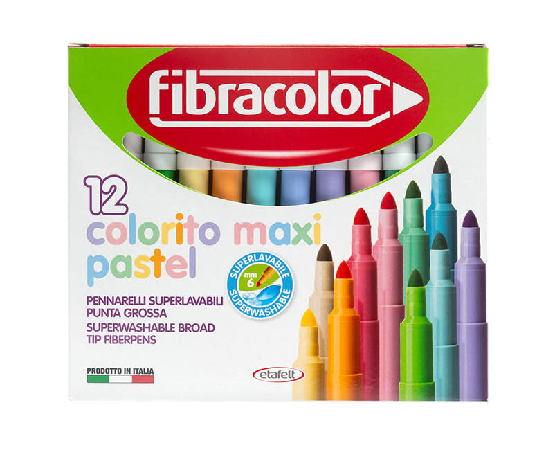 Μαρκαδόροι Ζωγραφικής Colorito Maxi Pastel Superwashable 12τεμ ...