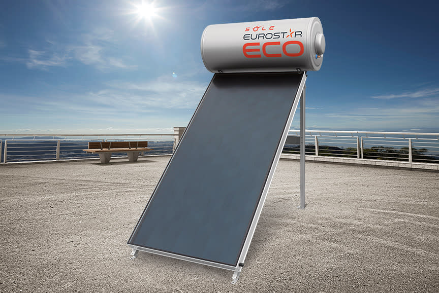 Sole Ηλιακός Θερμοσίφωνας Eurostar Eco 150L/2τμ Τριπλής Ενέργειας Κεραμοσκεπής | Plaisio.gr