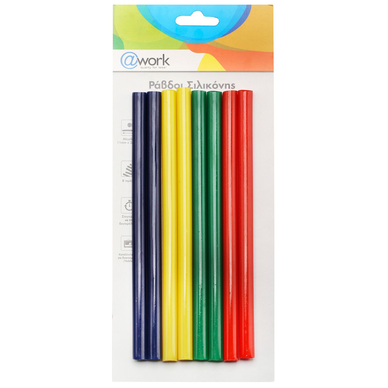 Ράβδοι Σιλικόνης Χρωματιστοί 11 mm x 20 cm 8τεμ. | Plaisio.gr