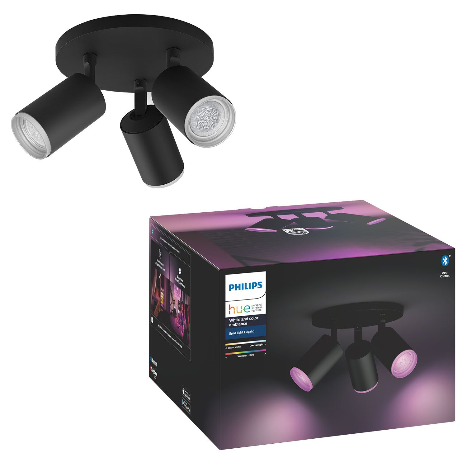 Hue Fugato Triple Spotlight Black | Plaisio.gr